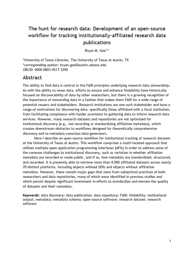 The Hunt For Research Data: Development of An Open-Source Workflow For ...