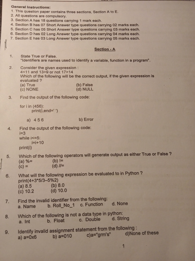 Python Programming Exam Structure | PDF | Software Engineering ...
