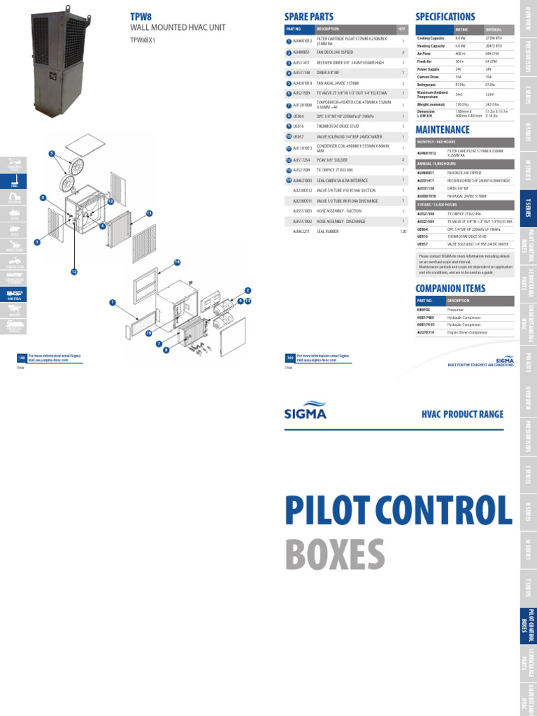 Sigma HVAC Serviceable Parts Overview | PDF | Thermostat | Heat Transfer