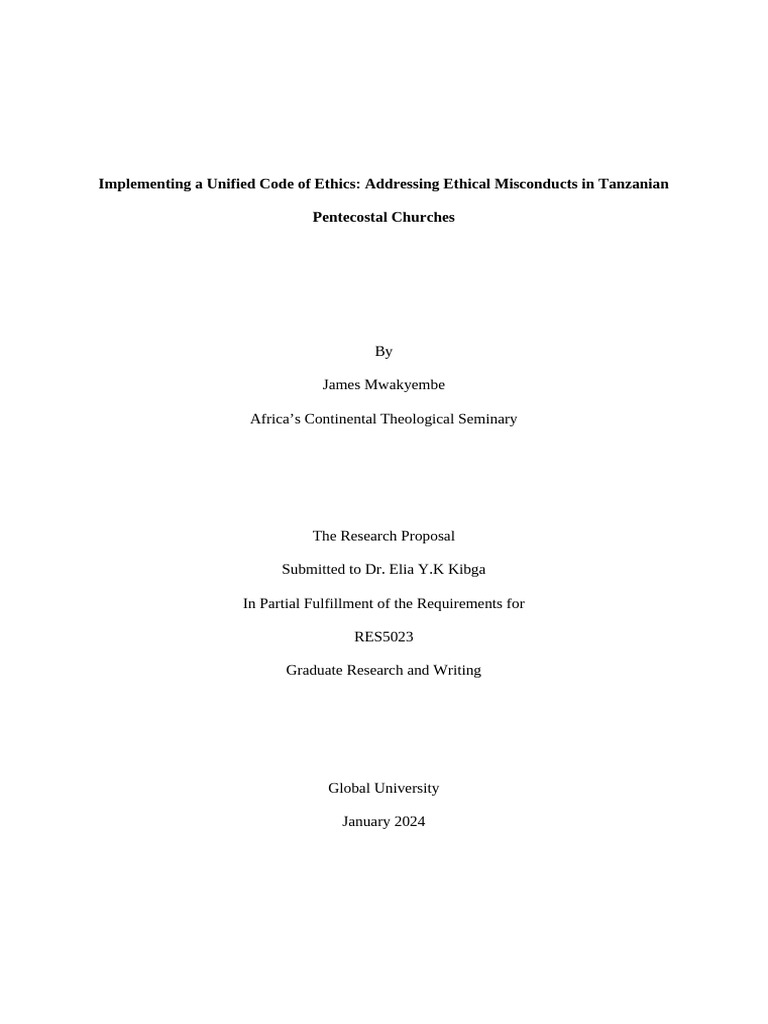 Unified Ethics Code for Tanzanian Churches | PDF | Qualitative Research ...