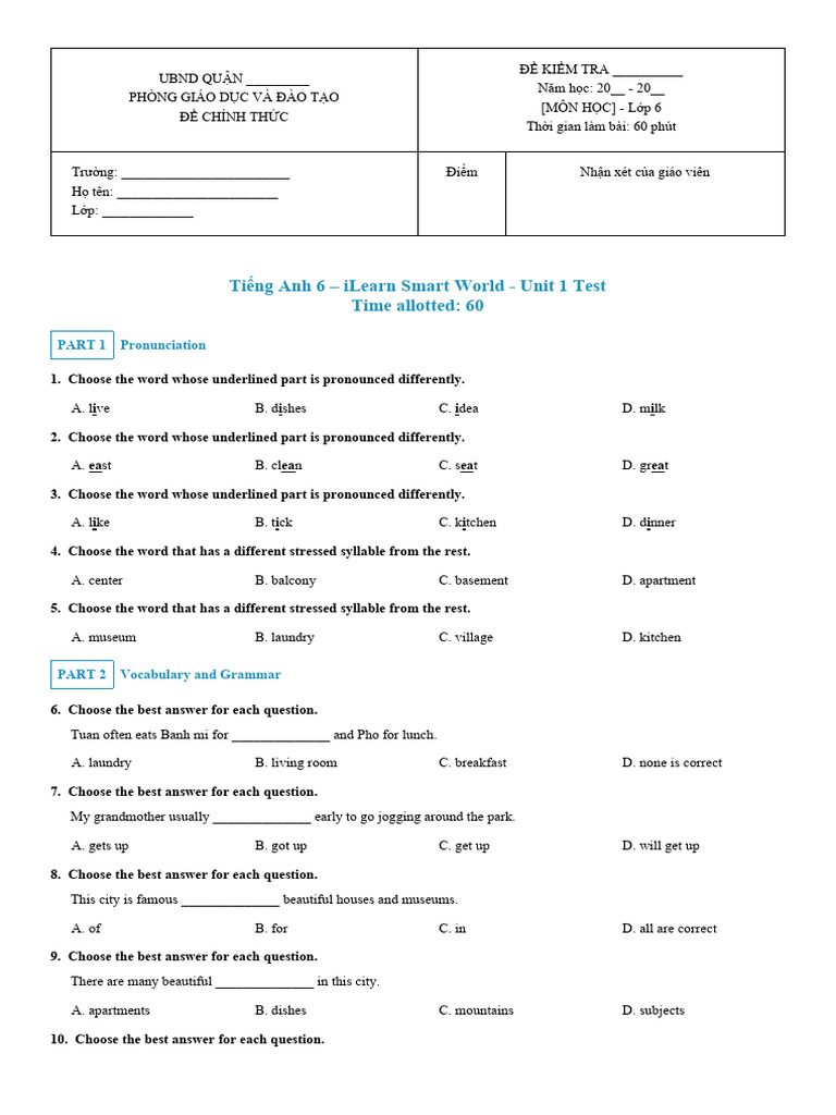 Tieng Anh 6 ILearn Smart World 15p | PDF