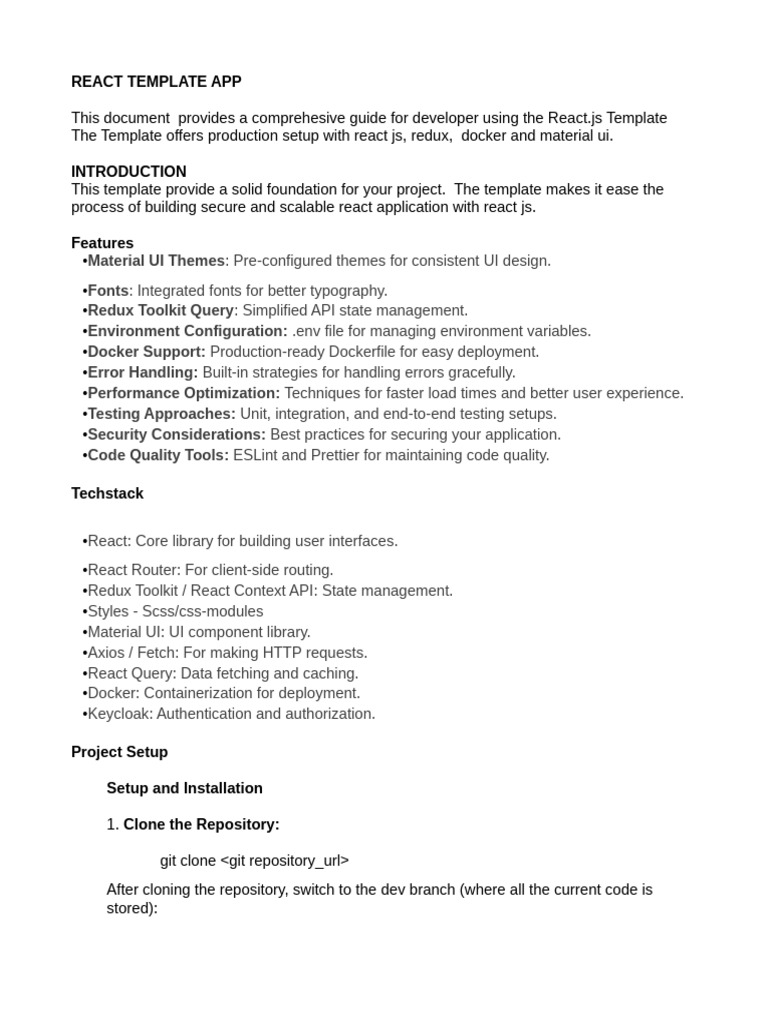 ReactApp Template Documentation - Docx - 0 | PDF | Http Cookie | Computing