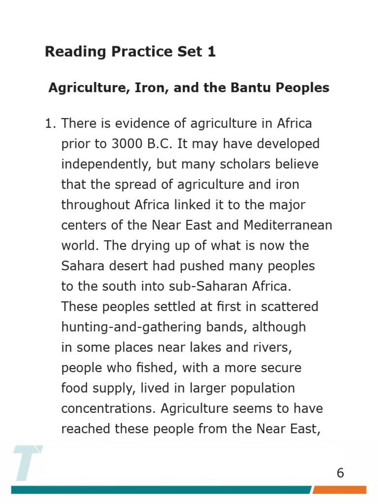 Set 9 Agriculture, Iron, and The Bantu Peoples | PDF | Africa | Sahara