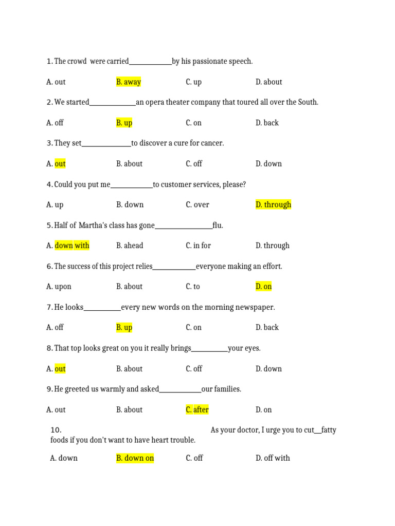 English Phrasal Verbs Exercises | PDF