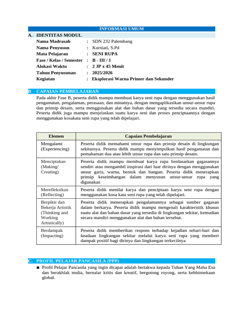 Modul SENI RUPA 3 - Kegiatan 2 | PDF