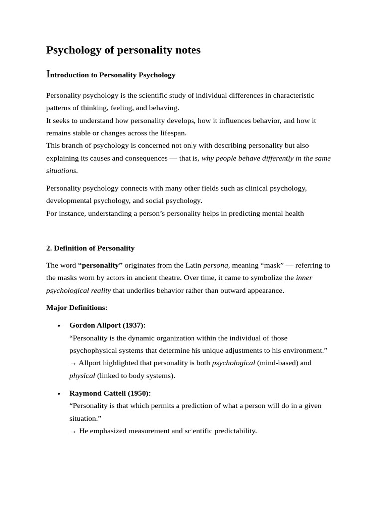 Understanding Personality Psychology | PDF | Personality Psychology ...