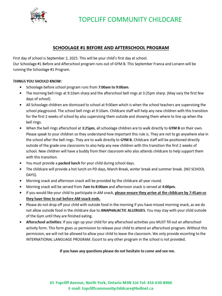 Topcliff Childcare: Before & After School Program | PDF | Interpersonal ...