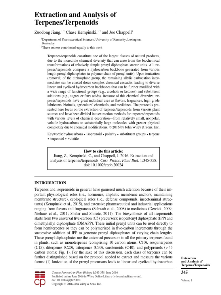 Terpene Extraction and Analysis Methods | PDF | Gas Chromatography ...