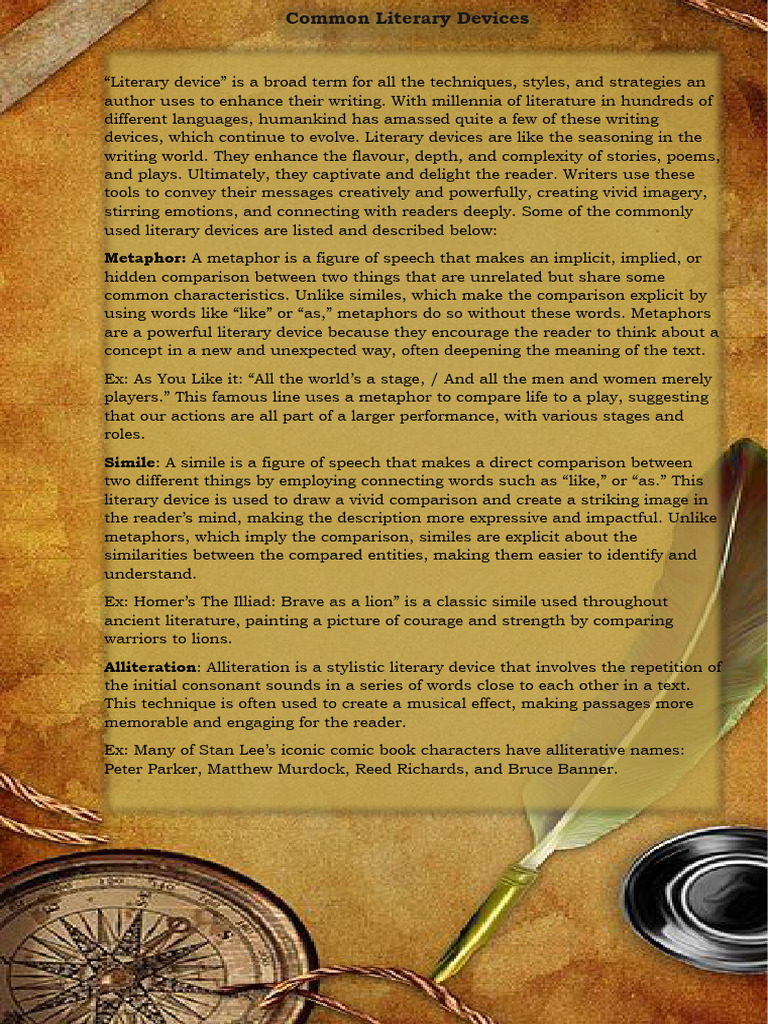 Common Literary Devices | PDF | Metaphor | Irony