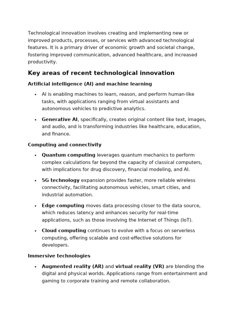 Technological Innovation | PDF | Artificial Intelligence | Intelligence (AI) & Semantics
