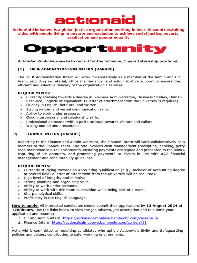 2024 Finance and HR&Admin Intern Advert | PDF | Social Psychology