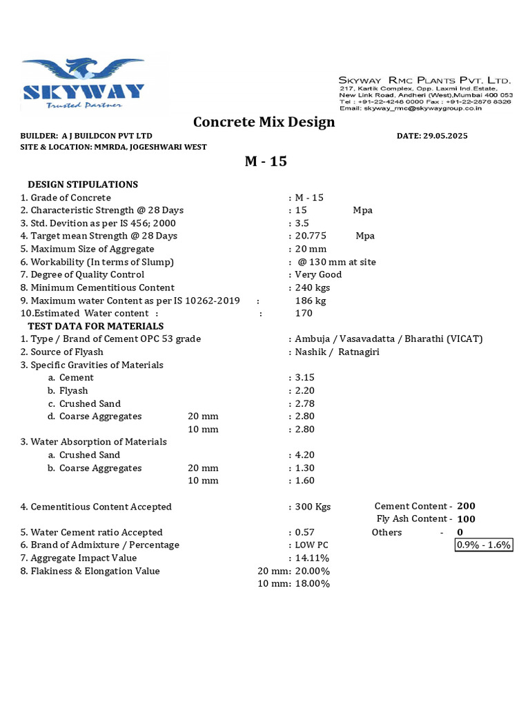 RMC Design Mix Specifications | PDF | Concrete | Construction Aggregate