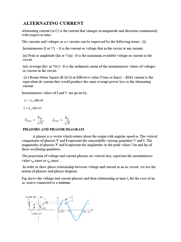 Class 12 - Alternating Current | PDF | Transformer | Inductor