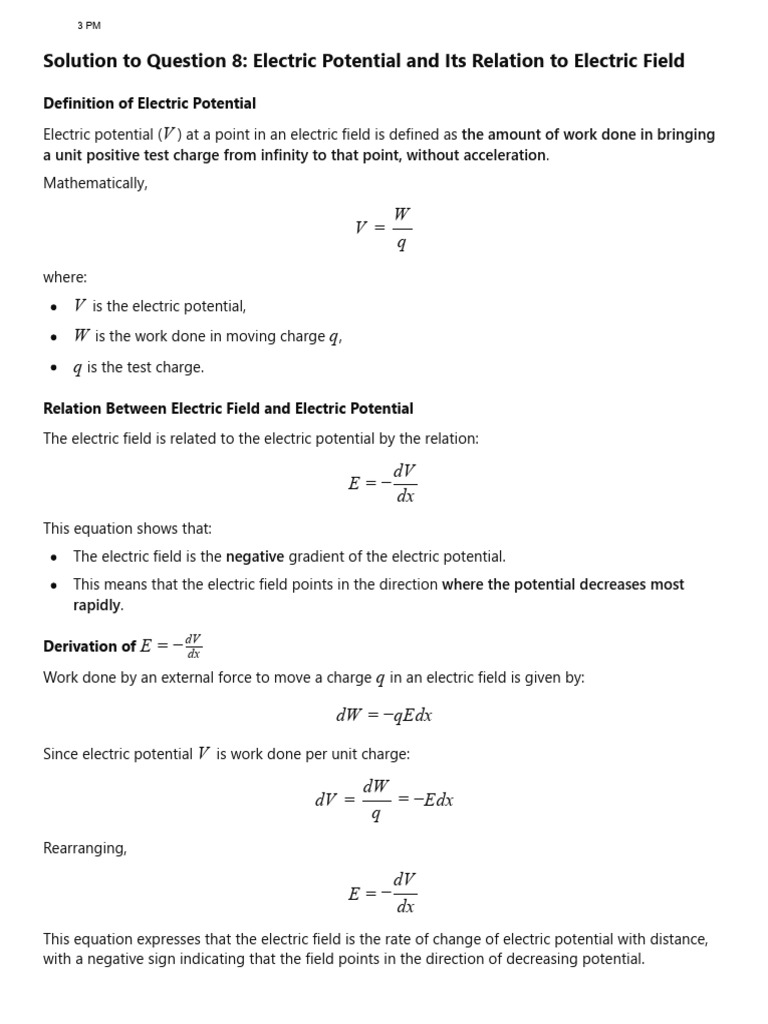 Electric Potential and Field Relationships | PDF | Capacitance | Capacitor