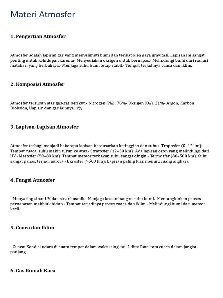 Materi Atmosfer Kelas 8 | PDF