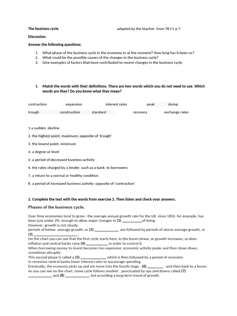 The Business Cycle B2 C1 | PDF