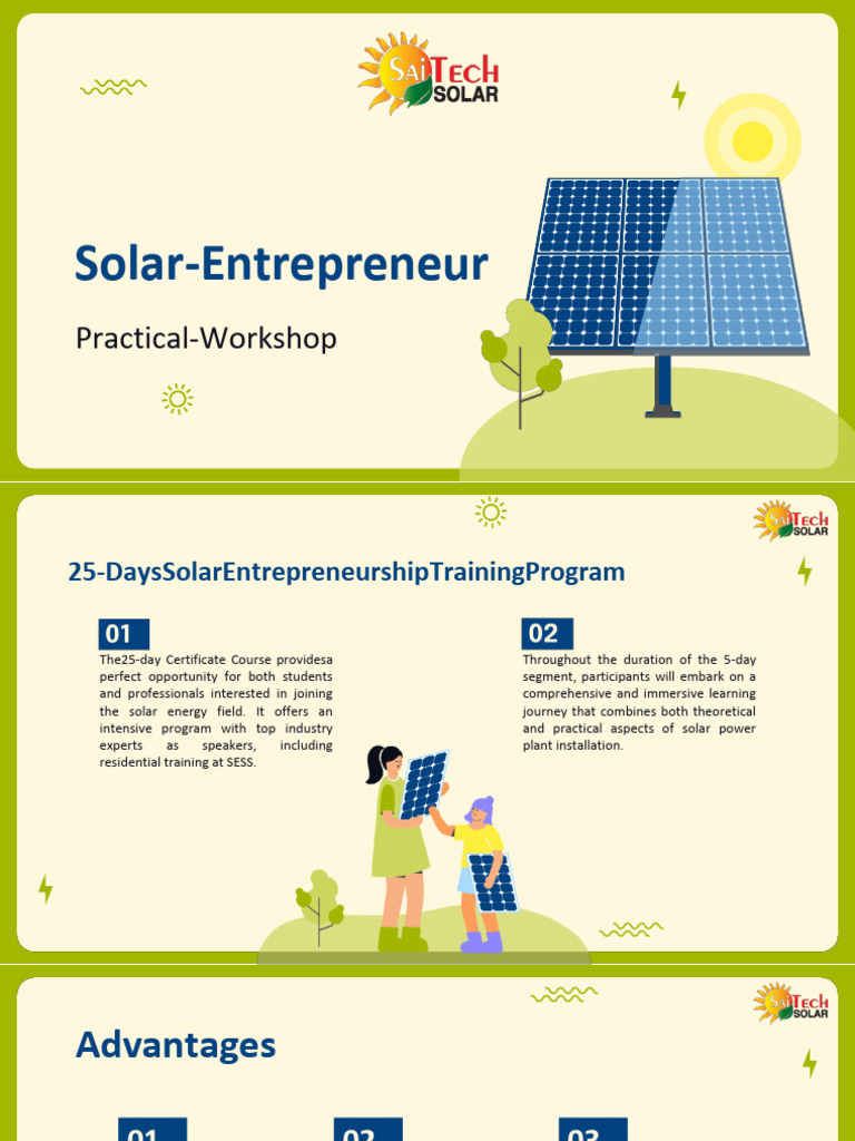 Solar Entrepreneurship Training Course | PDF | Solar Power | Solar Panel