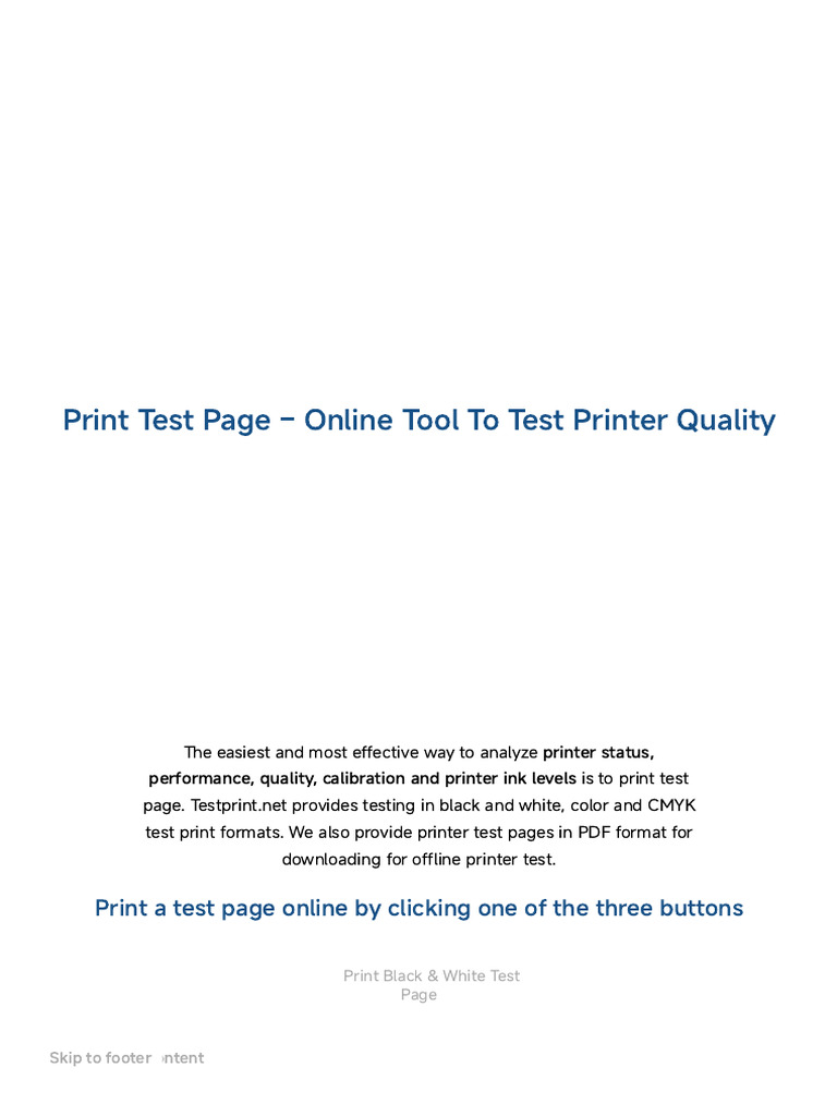 Print Test Page - Online Tool To Test Printer Quality | PDF | Printer ...