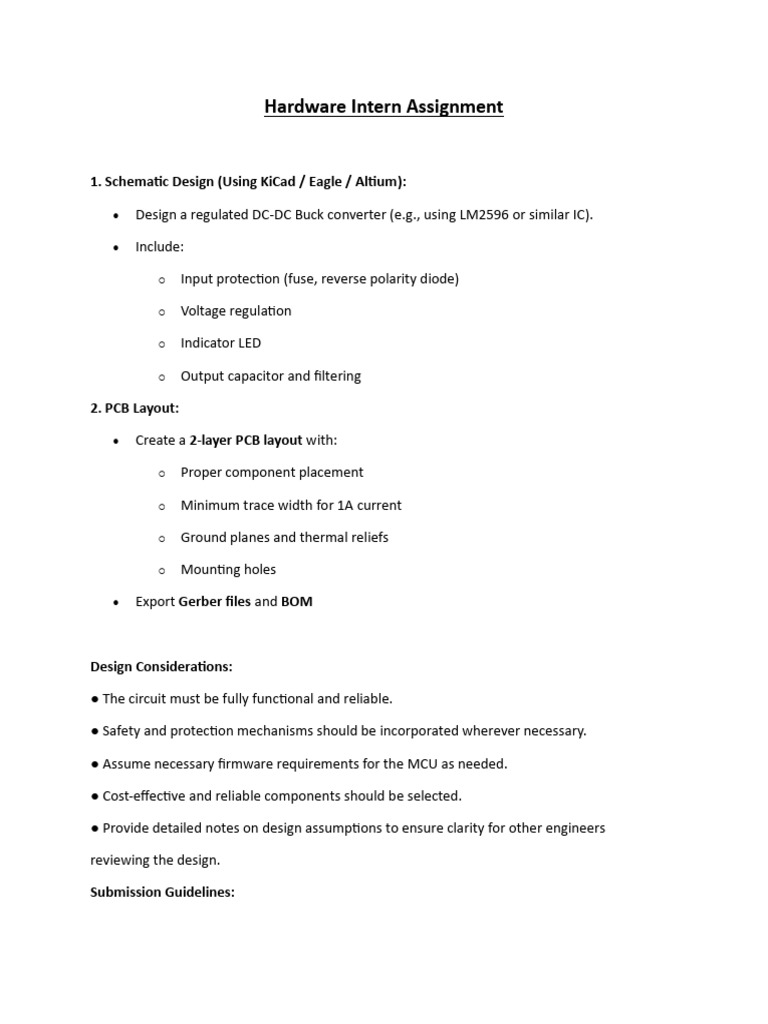 Hardware Intern Assignment | PDF