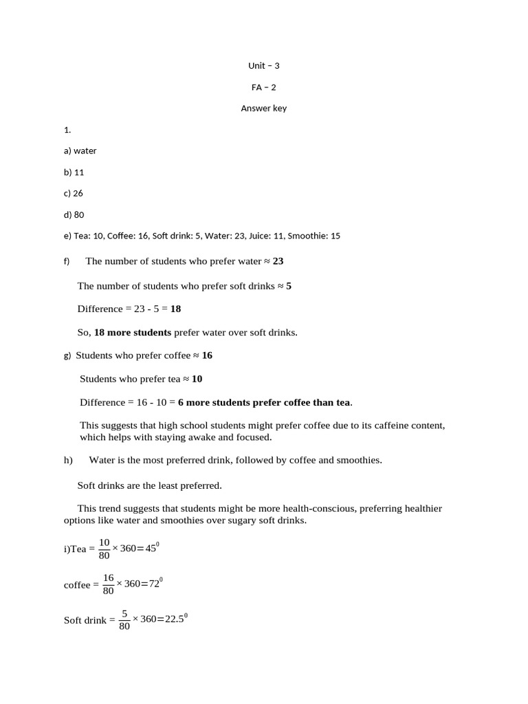Unit 3 Math MYP1 FA - 2 - Answer Key | PDF