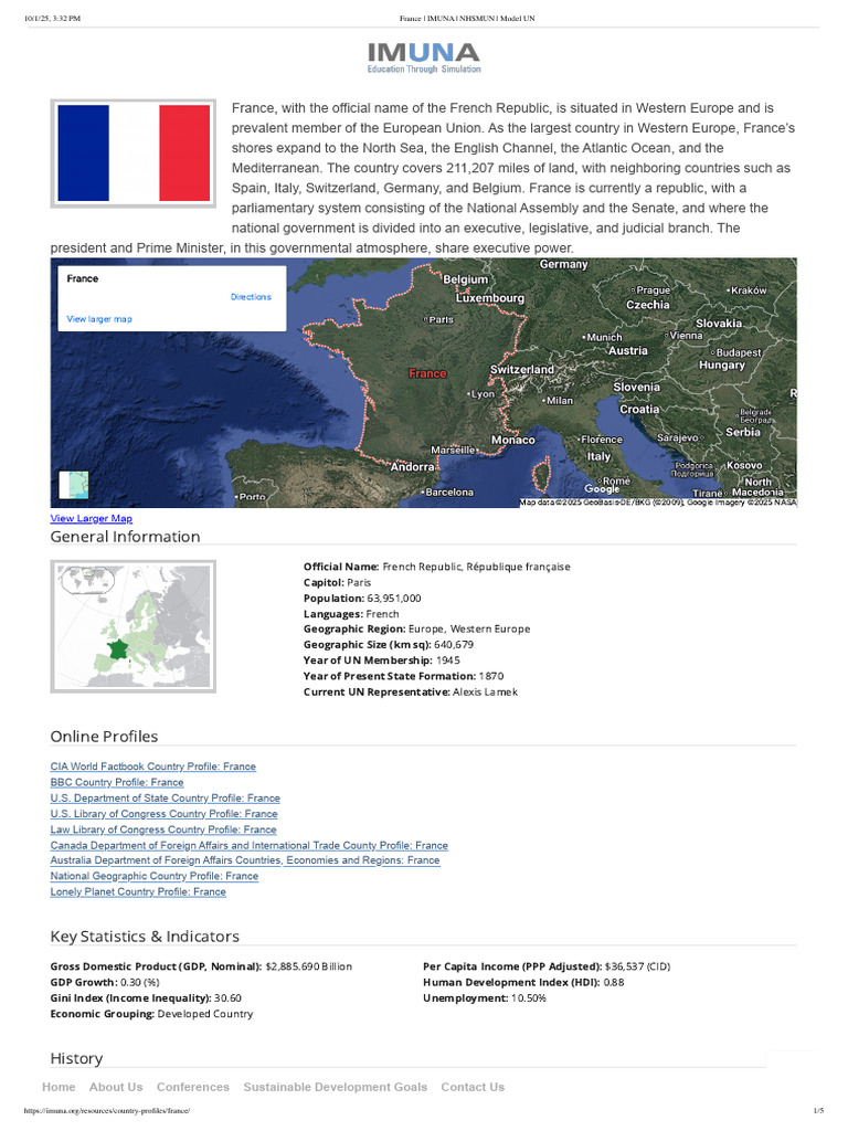France - Imuna - Nhsmun - Model Un | PDF | Western Europe | France