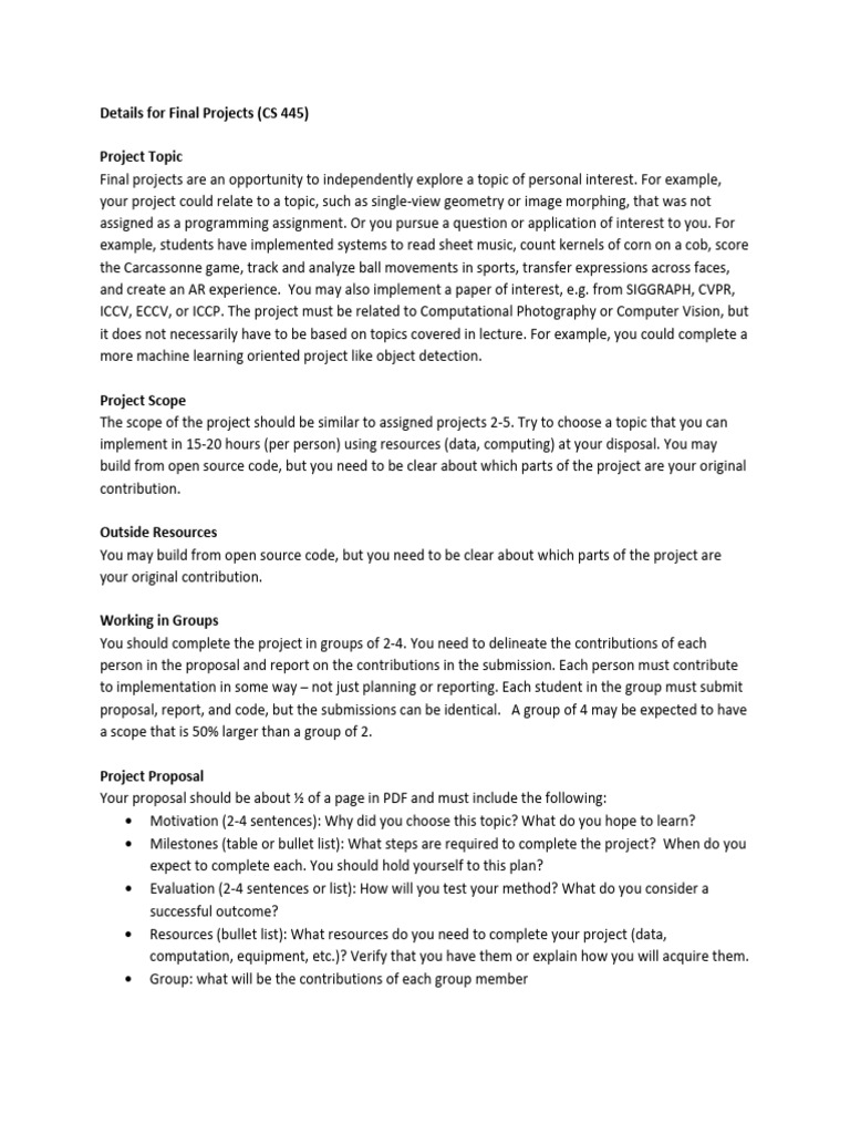 Cs445 Final Project Description | PDF | Motivation | Motivational