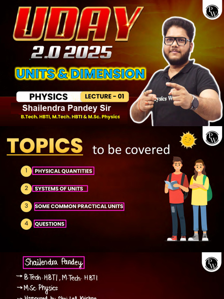 Units and Dimension 01 - Class Notes PDF | PDF