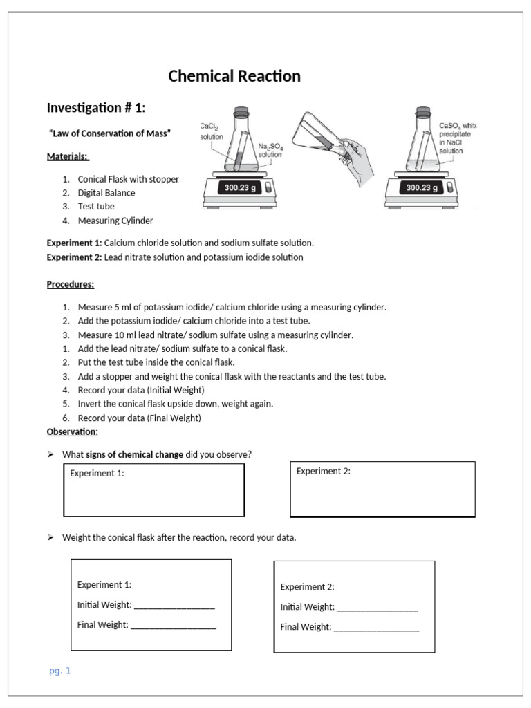 Law of Conservation of Mass Lab | PDF