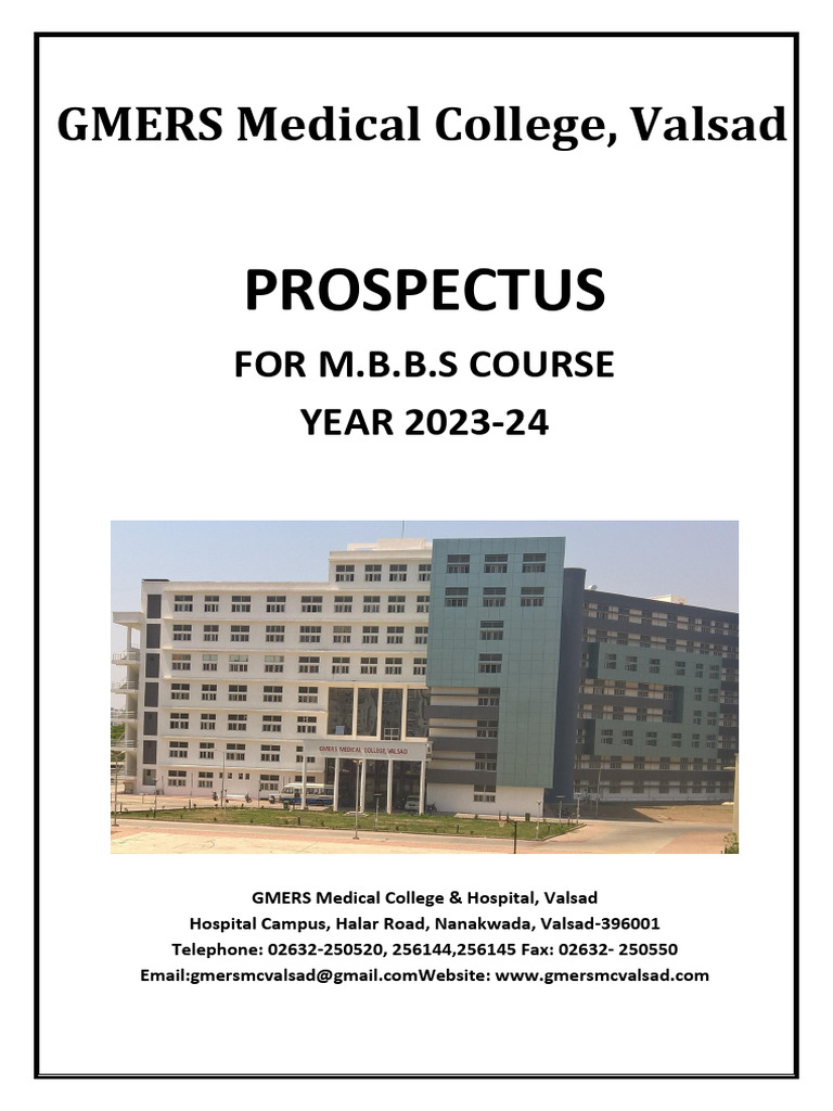 GMERS Medical College Valsad MBBS Prospectus 2023-24 | PDF | Libraries ...