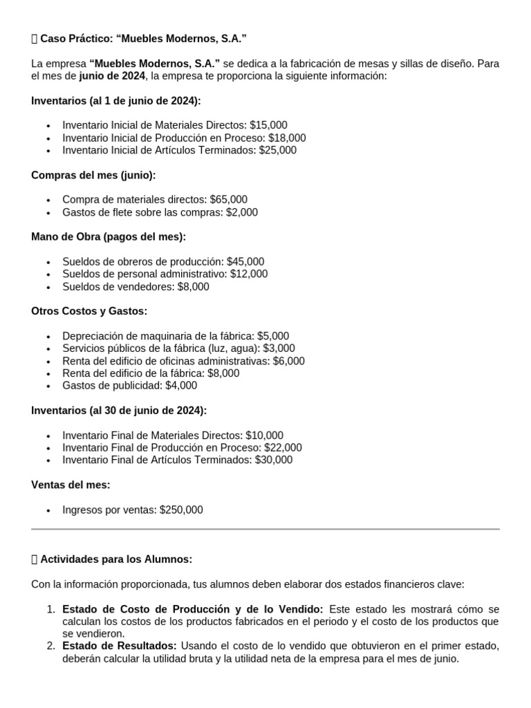 Caso Practico 4 Estado de Produccion y de Venta | PDF