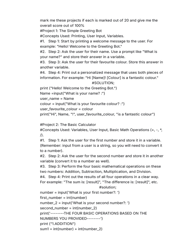 Marking and Overall Score For Projects - DeepSeek | PDF | Python (Programming Language) | Numbers