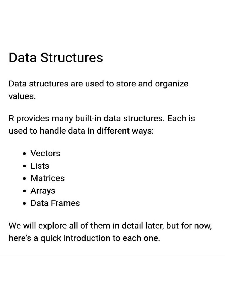 Data Structure in R | PDF