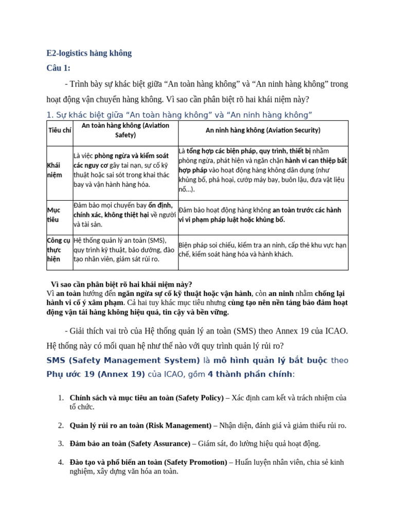 E2-Logistics Hàng Không | PDF