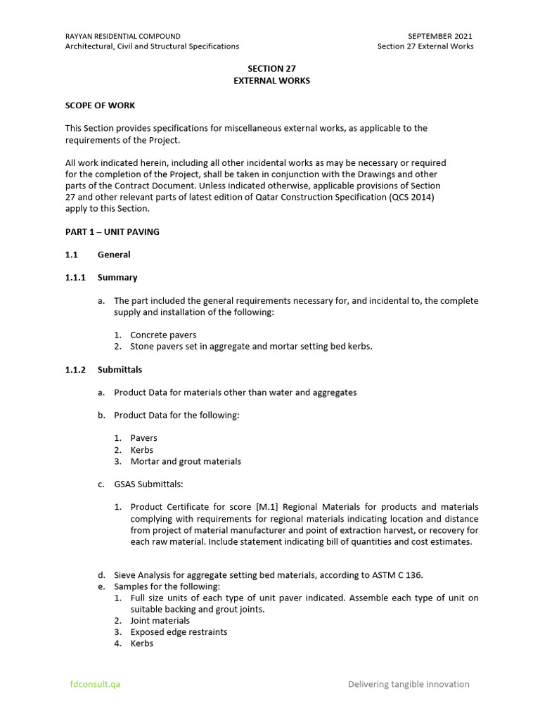 2020-254 - Architectural Specification-External Work | PDF | Concrete ...