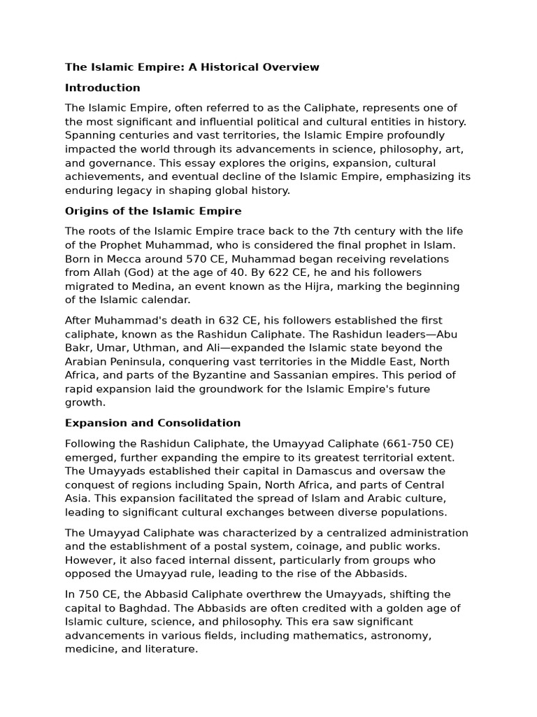 Overview of the Islamic Empire's Legacy | PDF | Caliphate | Abrahamic ...