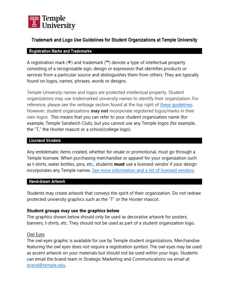Trademark and Logo Guidelines For Student Organizations | PDF | Logos ...