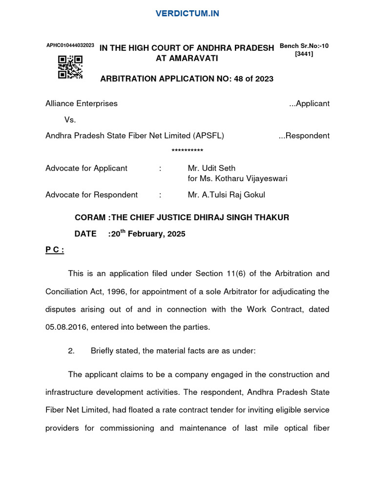 Arbitartion AP Fiber Net | PDF | Arbitration | Arbitral Tribunal