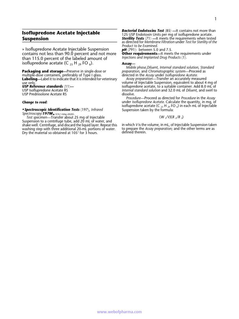 Isoflupredone Acetate Injectable Suspension | PDF | Sterilization ...