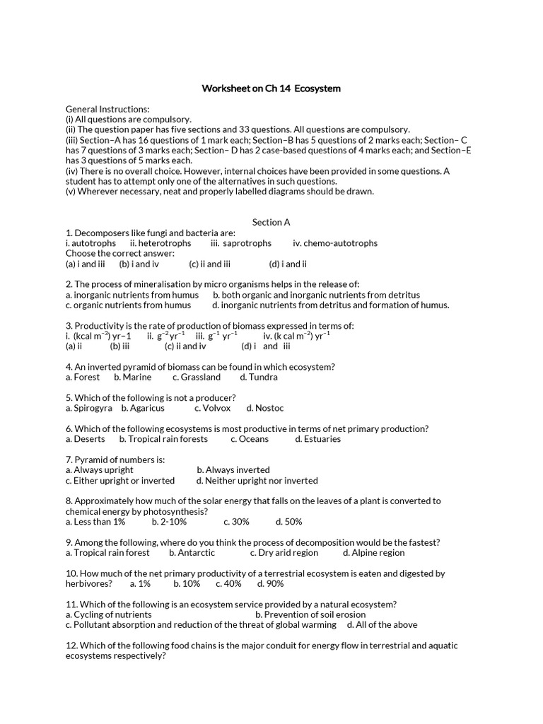 CH 14 Ecosystem | PDF | Ecosystem | Food Web