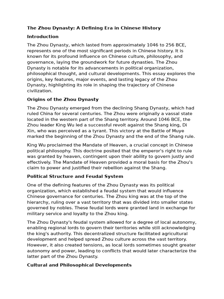 Zhou Dynasty: Foundations of Chinese Culture | PDF | Confucianism ...
