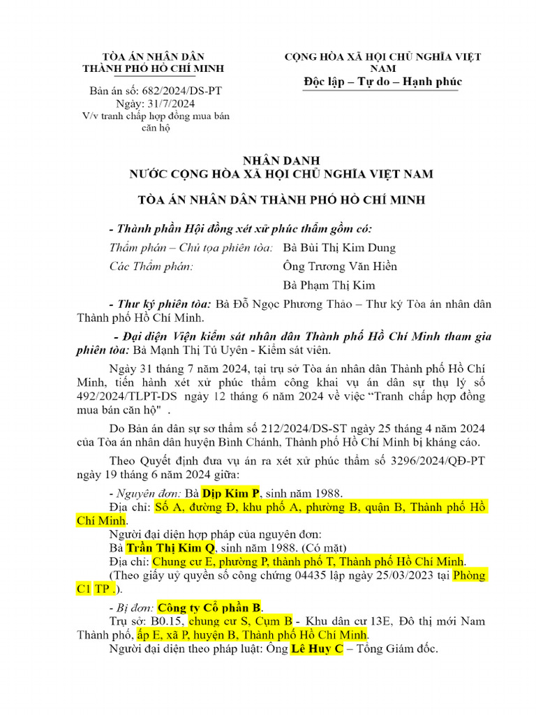BẢN ÁN SỐ 682 | PDF