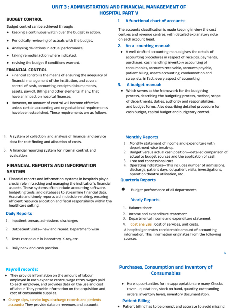 Hospital Budget and Financial Control Guide | PDF | Budget | Expense