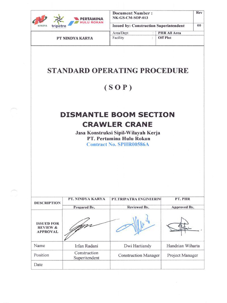 SOP Dismantle Boom Section Crawler Crane - Compres | PDF