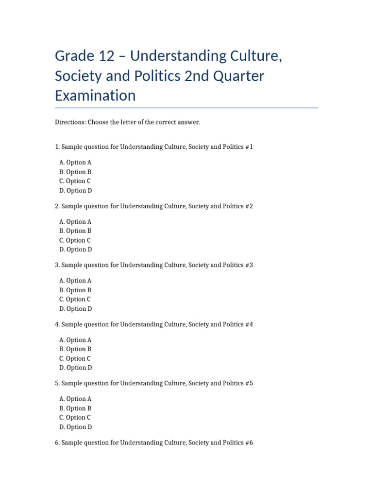 Grade 12 Culture, Society & Politics Exam | PDF | Chess Theory | Chess