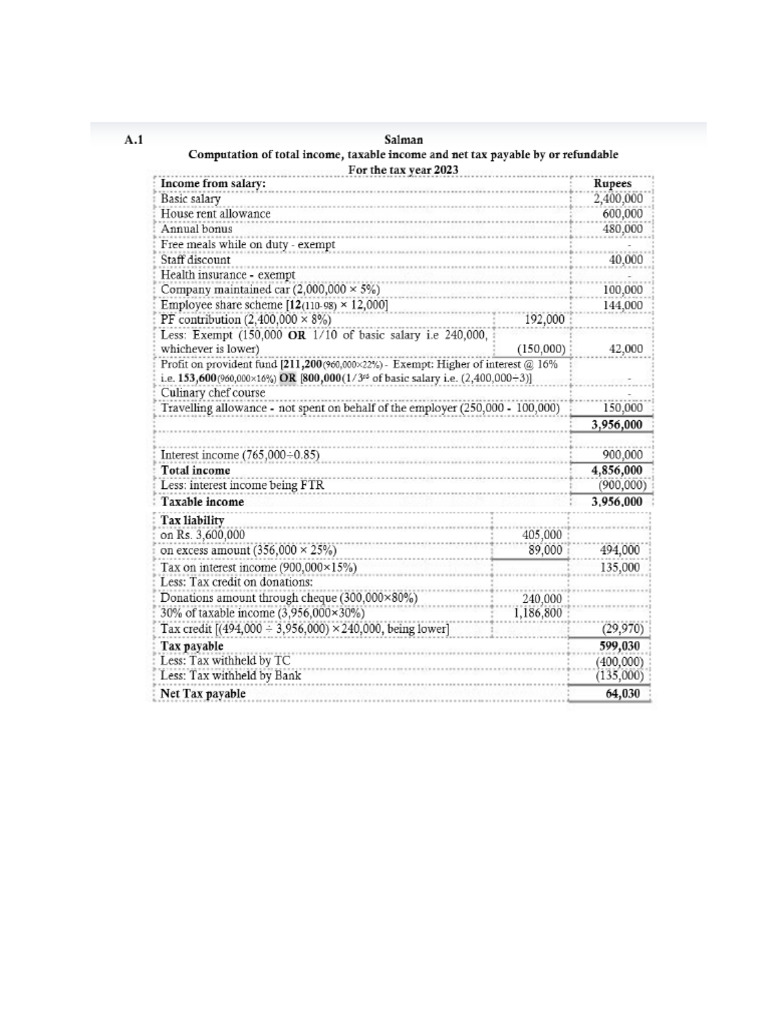 Salary Tax Sample Practice Sheet-1 | PDF