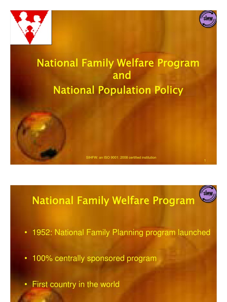 Family Welfare Program & Population Policy | PDF | Family Planning ...