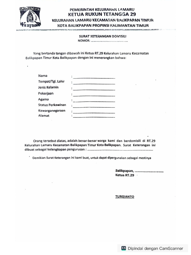 Surat Keterangan Domisili | PDF