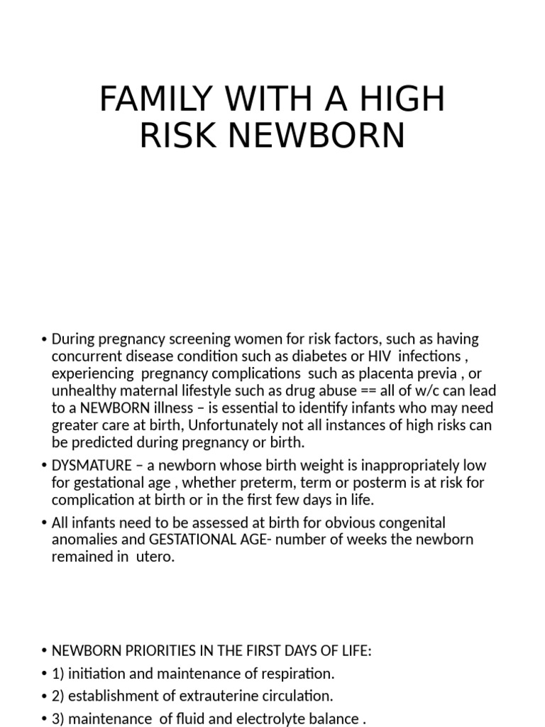 Family With A High Risk Newborn | PDF | Preterm Birth | Low Birth Weight