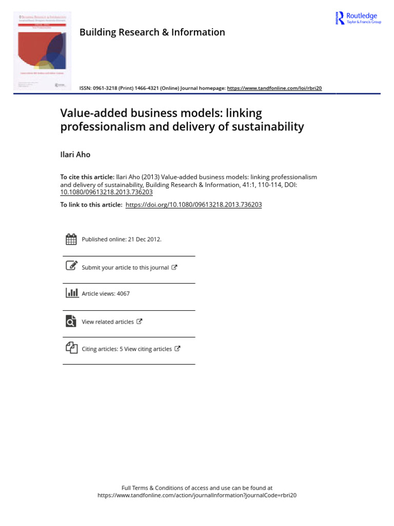 Value-Added Business Models Linking - Linking Professionalism and ...
