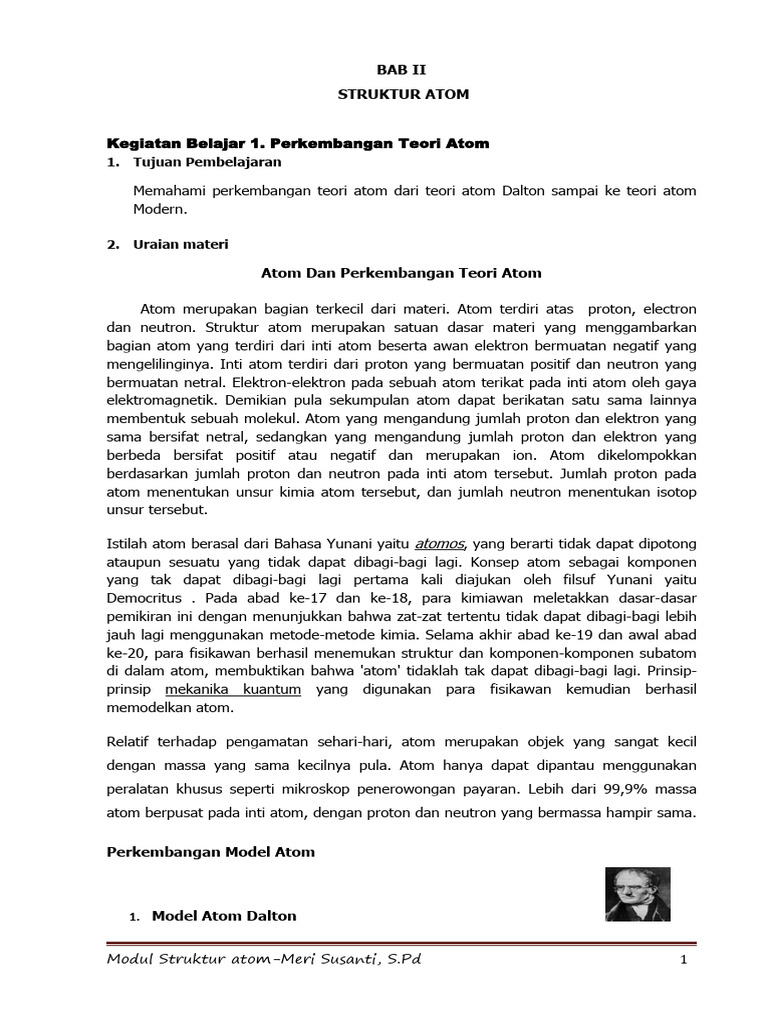 Modul Struktur Atom KIMIA Fase E | PDF